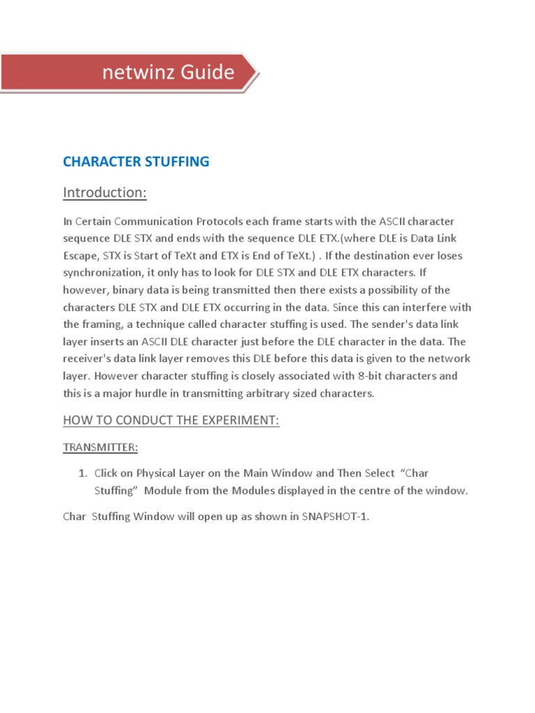 Character Stuffing Guide | PDF | Network Architecture | Computer Network