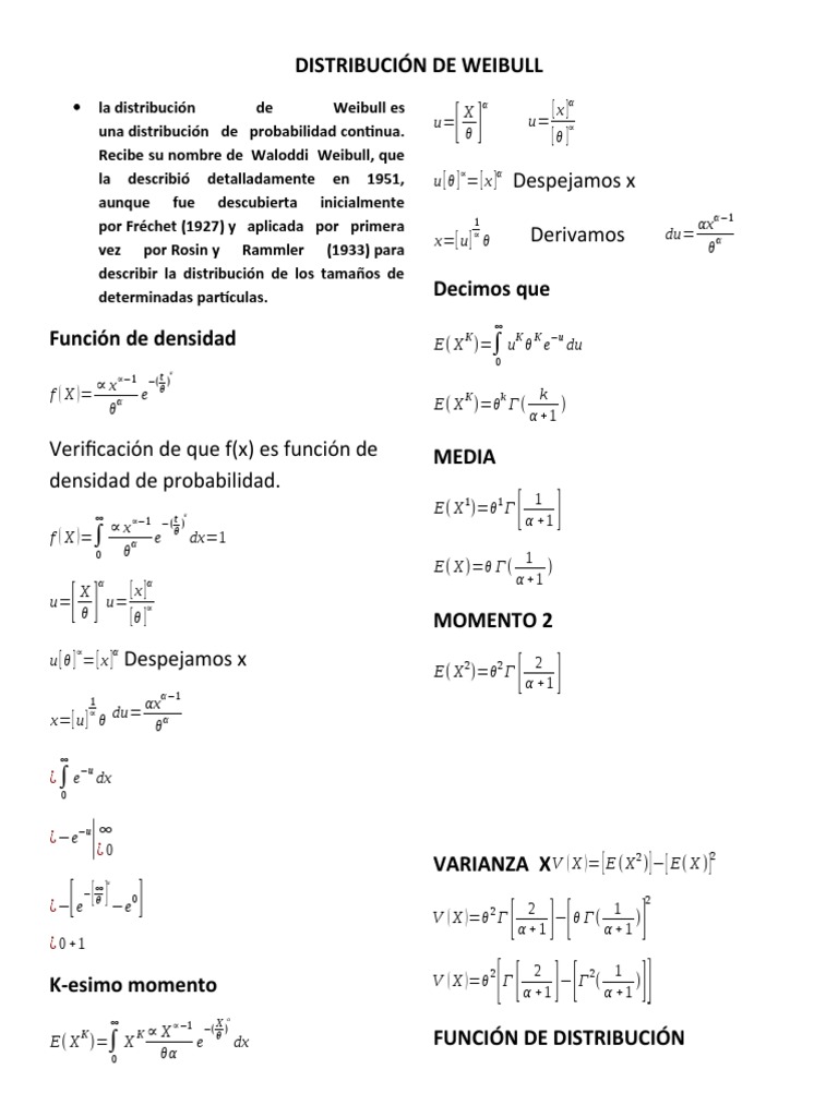 Distribución de Weibull: Fundamentos y Cálculos | PDF | Probabilidad ...