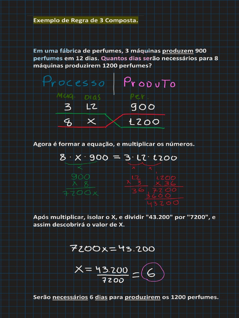 Exemplo de Regra de 3 Composta. | PDF