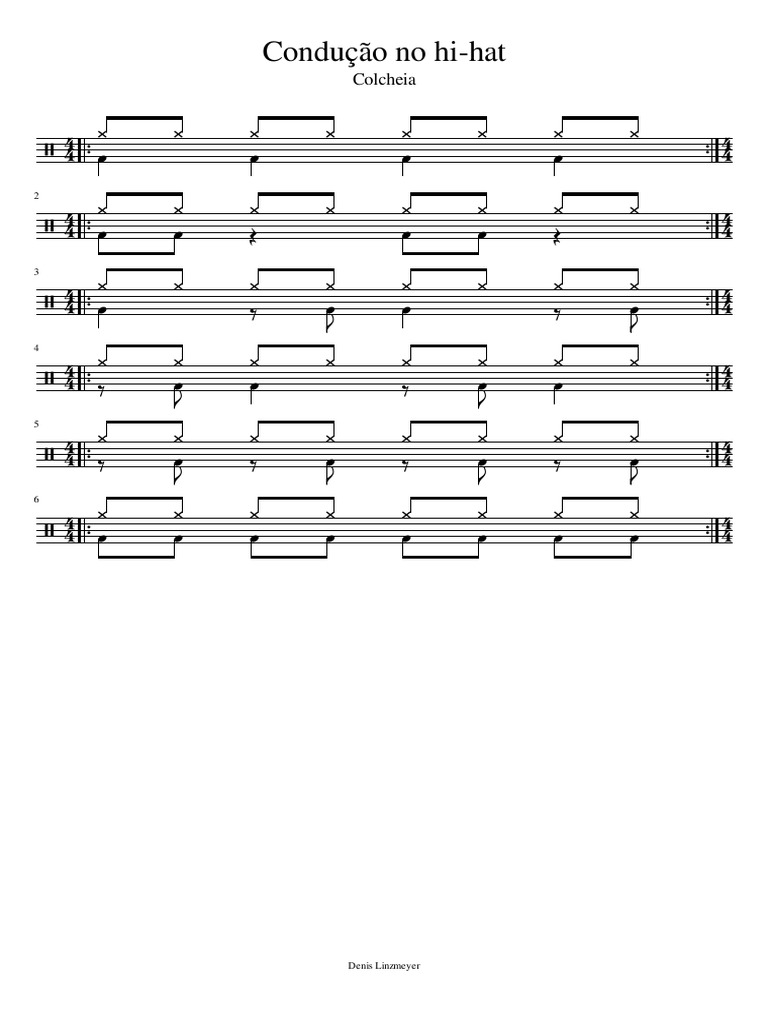 Hi-Hat Patterns in Sixteenth Notes Played by Denis Linzmeyer | PDF