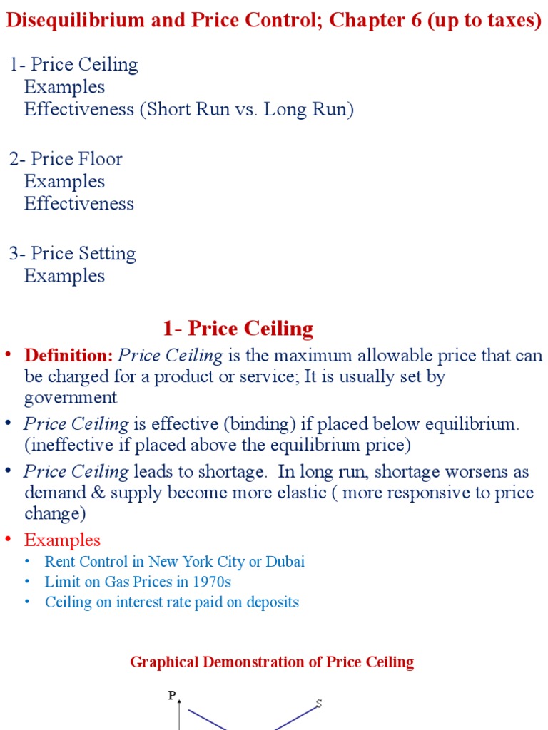 1-Price Ceiling Examples Effectiveness (Short Run vs. Long Run) 2 ...
