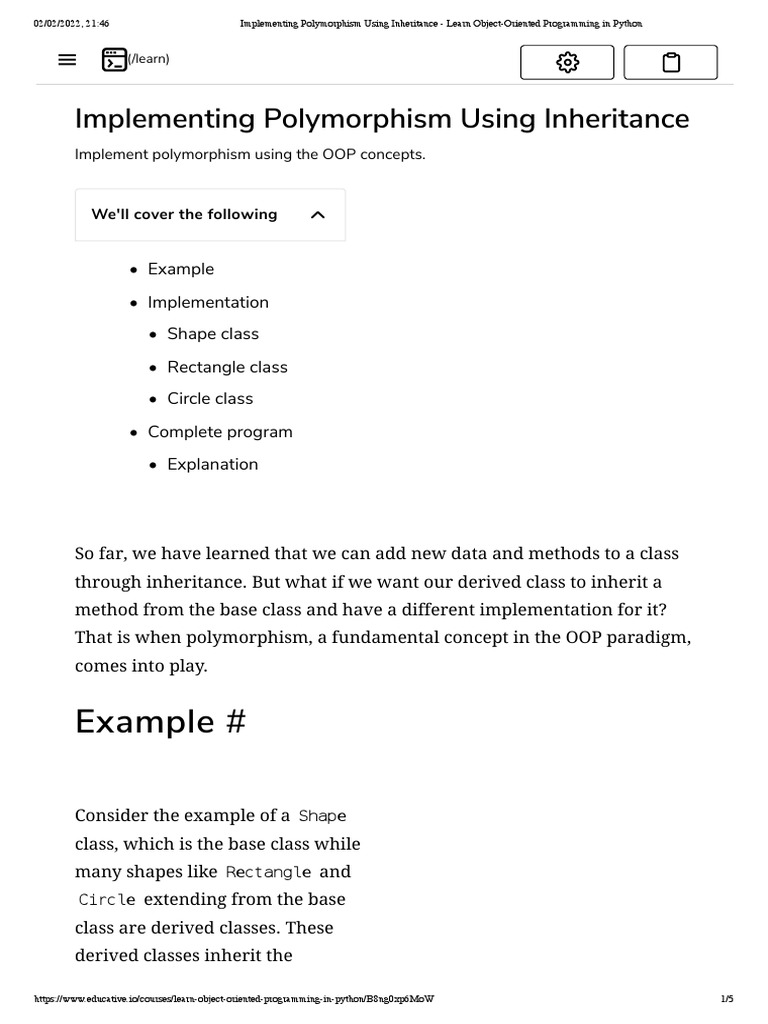 Implementing Polymorphism Using Inheritance Learn Object Oriented Programming In Python Pdf