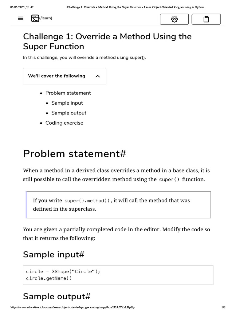 Challenge 1 - Override A Method Using The Super Function - Learn Object ...