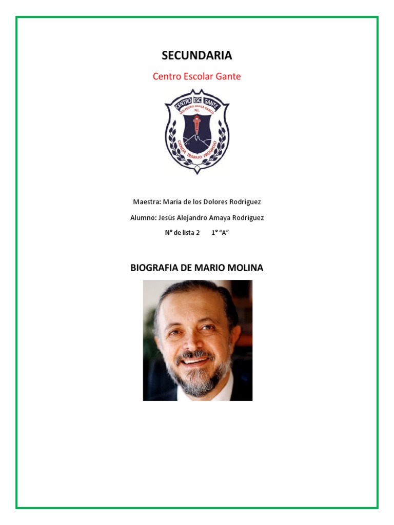 Biografía de Mario Molina: Pionero Ambiental | PDF | Ciencias sociales