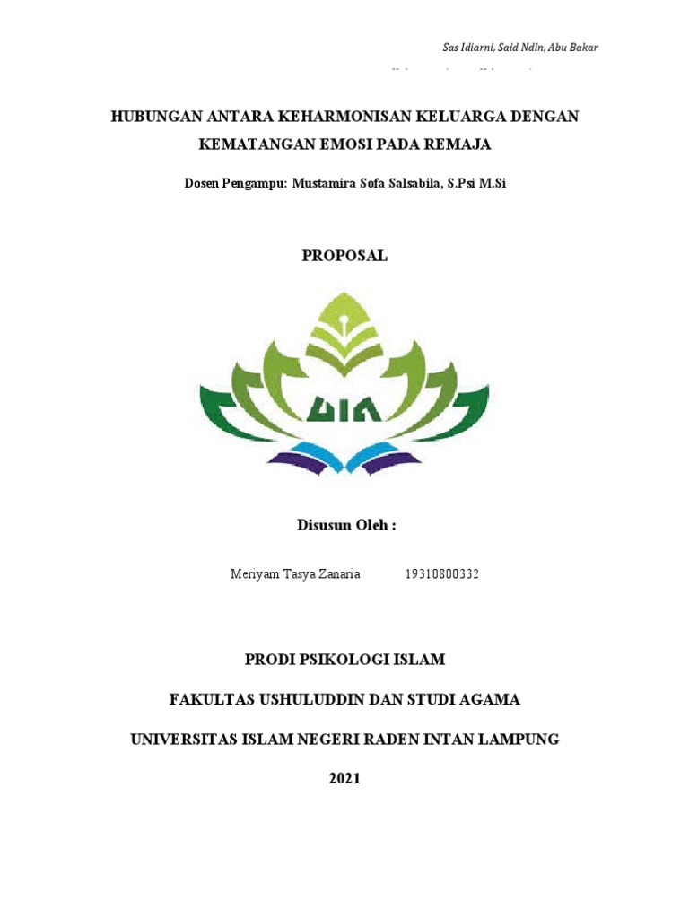 Hubungan Antara Keharmonisan Keluarga Dengan Kematangan Emosi Pada Remaja | PDF | Kesehatan Holistik