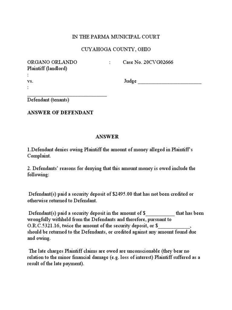 Answer To Summons | PDF