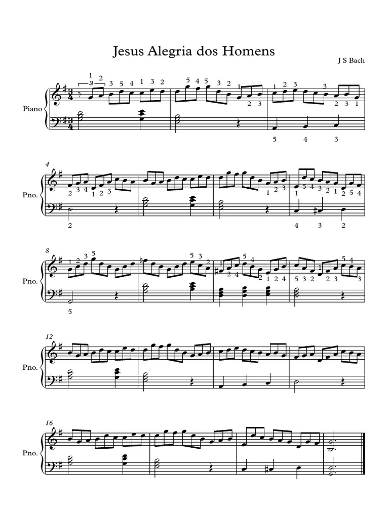 Jesus Alegria Dos Homens (Easy Piano) | PDF