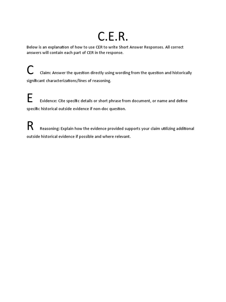 CER Explanation | PDF | Sports & Recreation