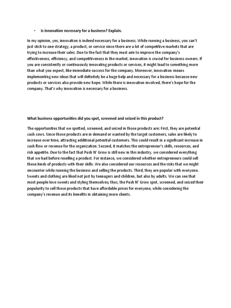 Is Innovation Necessary For A Business | PDF | Career & Growth ...