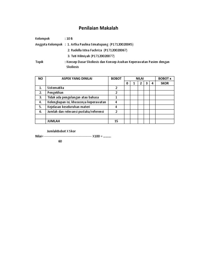 Contoh Format Penilaian | PDF