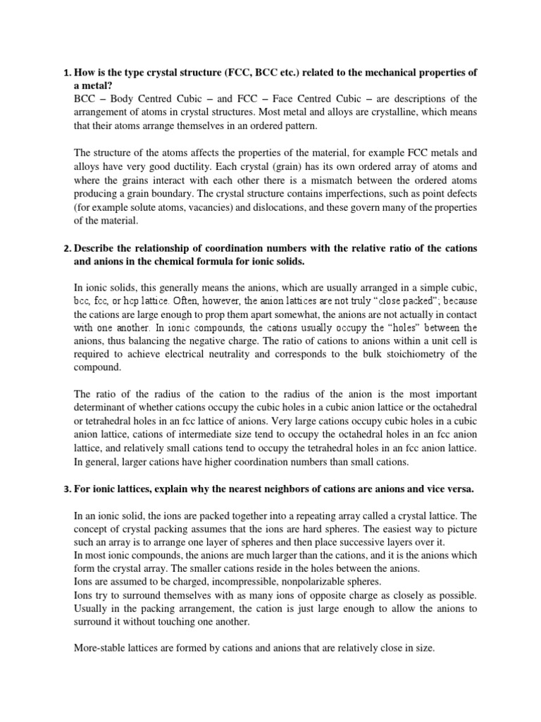 Chem Lab Experiment 7 | PDF | Ion | Crystal Structure