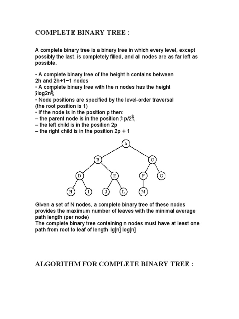 Complete Binary Tree | PDF | Algorithms And Data Structures | Computer ...