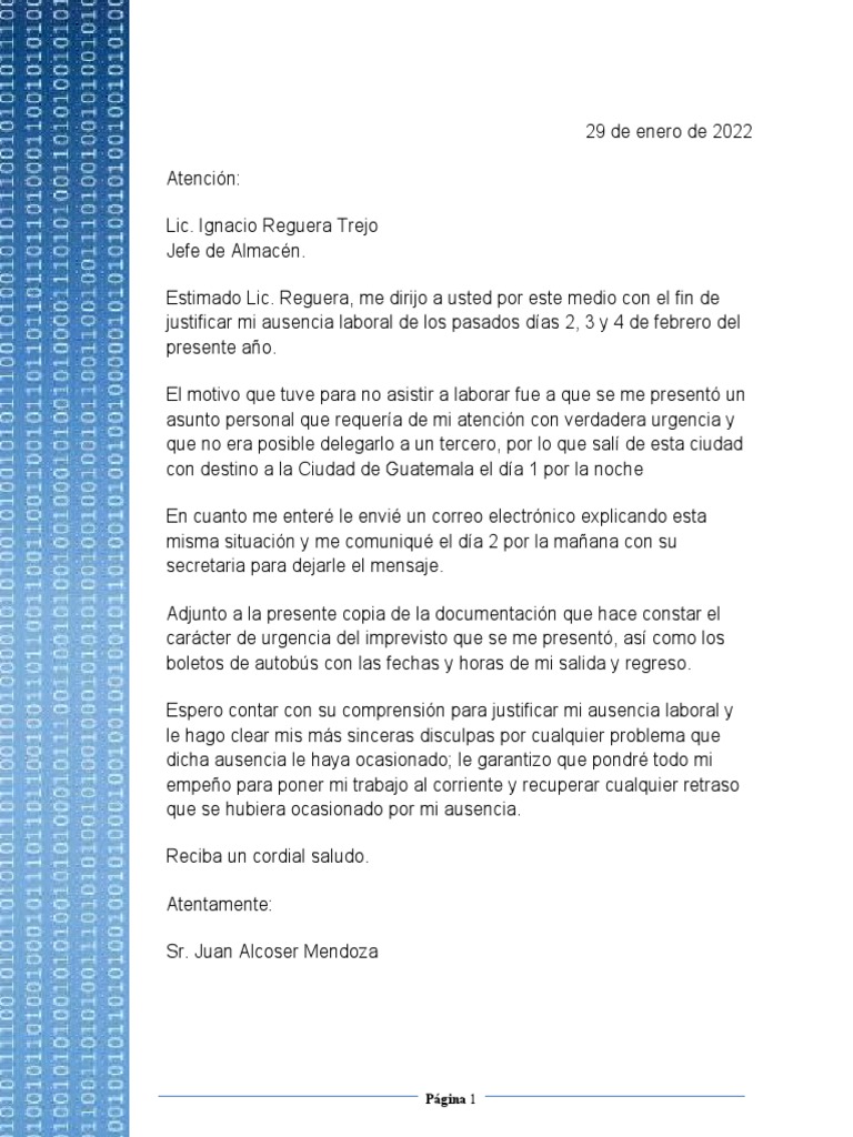 Carta de Ausencia y Circular | PDF