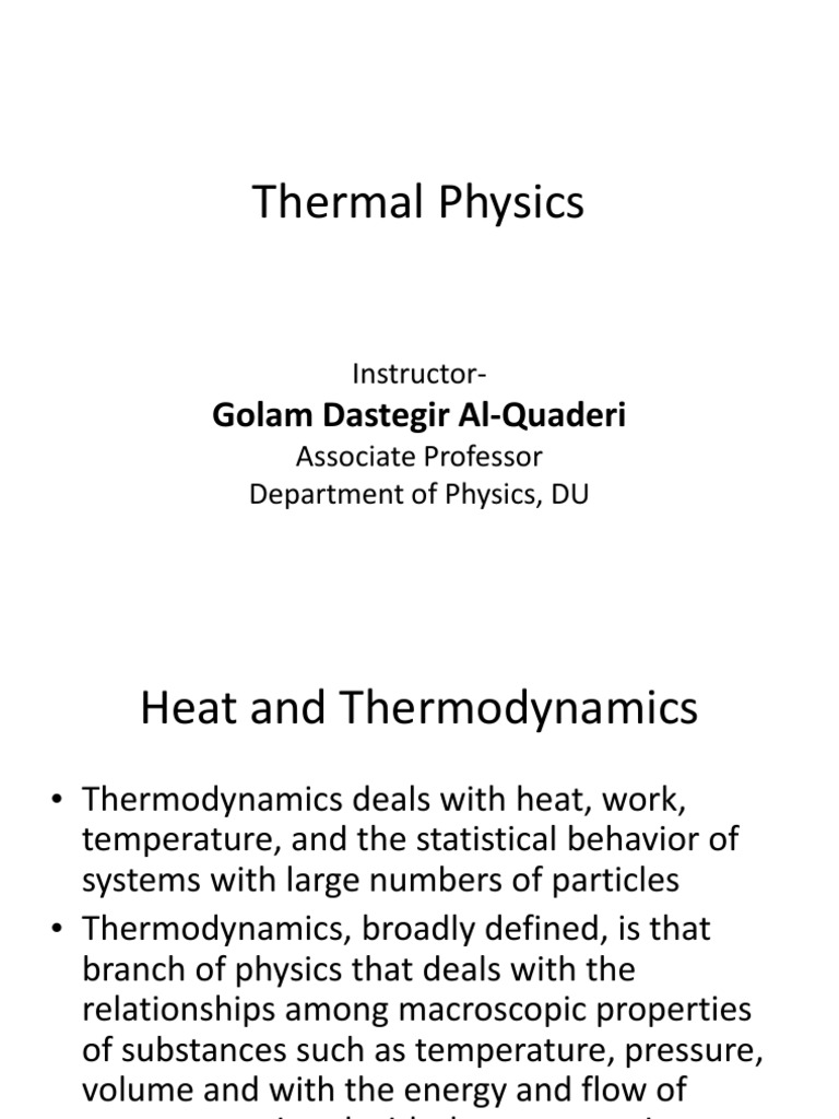 Thermal Physics Fundamentals | PDF | Temperature | Heat