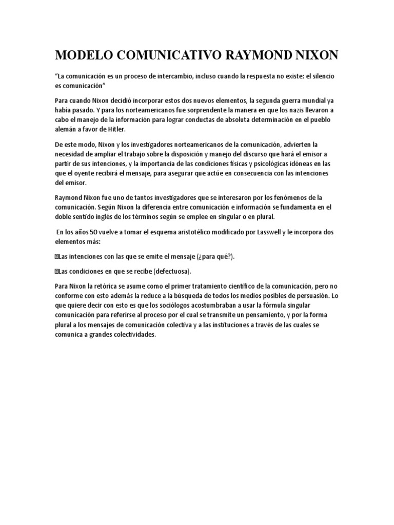 Modelo Comunicativo Raymond Nixon | PDF
