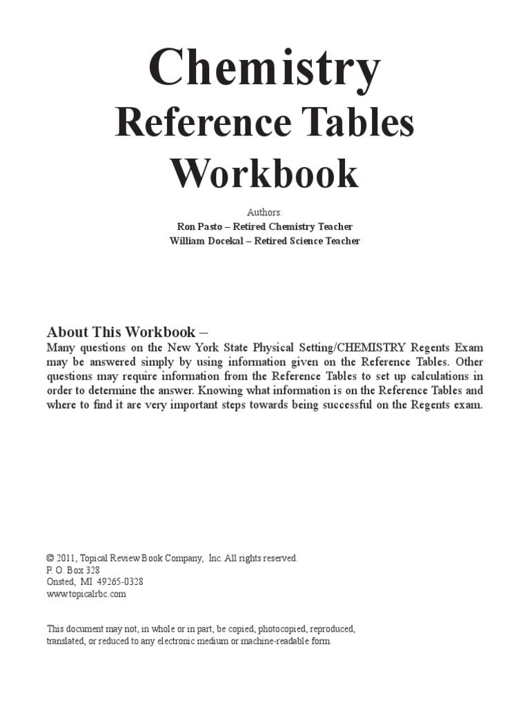 Reference Tables Workbook: Chemistry | PDF | Radioactive Decay ...