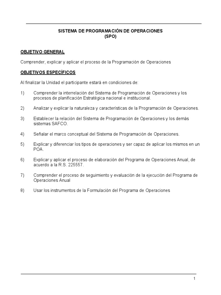 Sistema de Programación de Operaciones (SPO) | PDF | Planificación ...