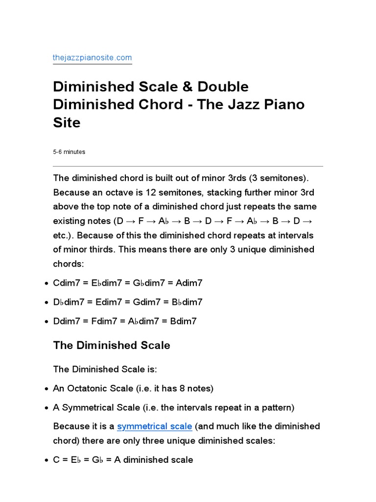 Understanding Diminished Scales and Double Diminished Chords: A Guide ...