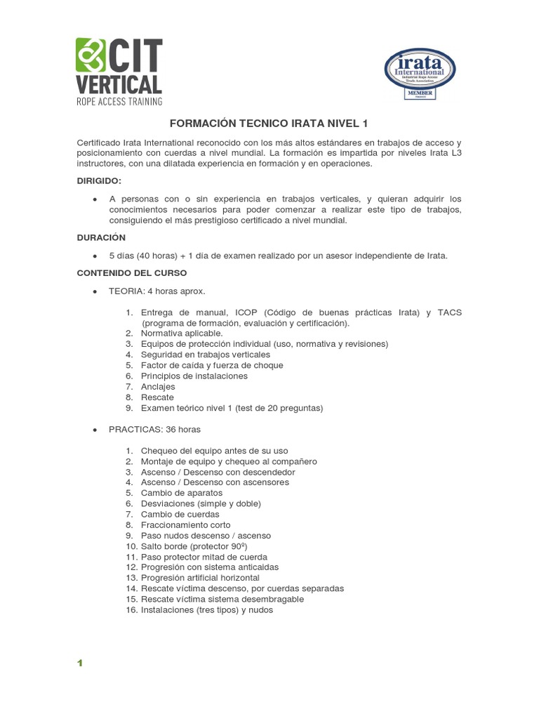 Contenido-Cursos Irata | PDF