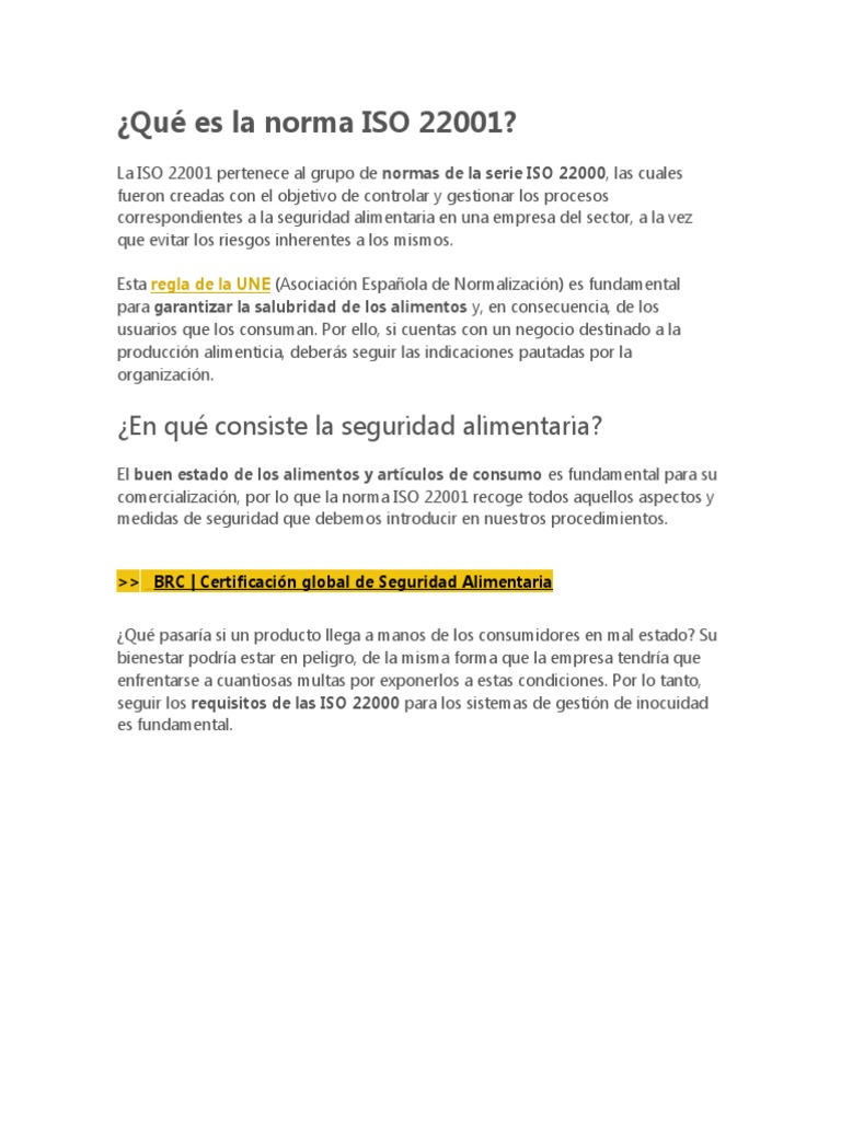 Qué Es La Norma ISO 22001 | PDF | Seguridad alimenticia | Business
