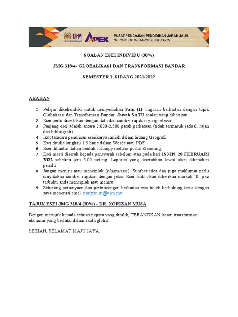 JMG318 Soalan Esei | PDF