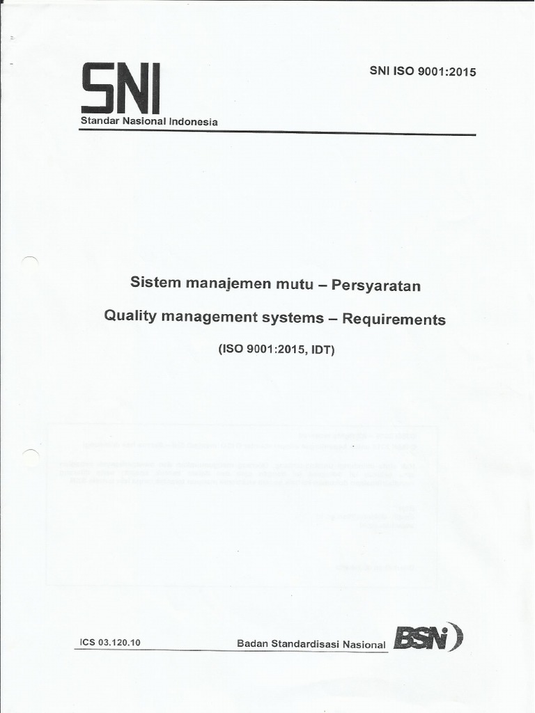 Sni Iso 9001-2015 | PDF