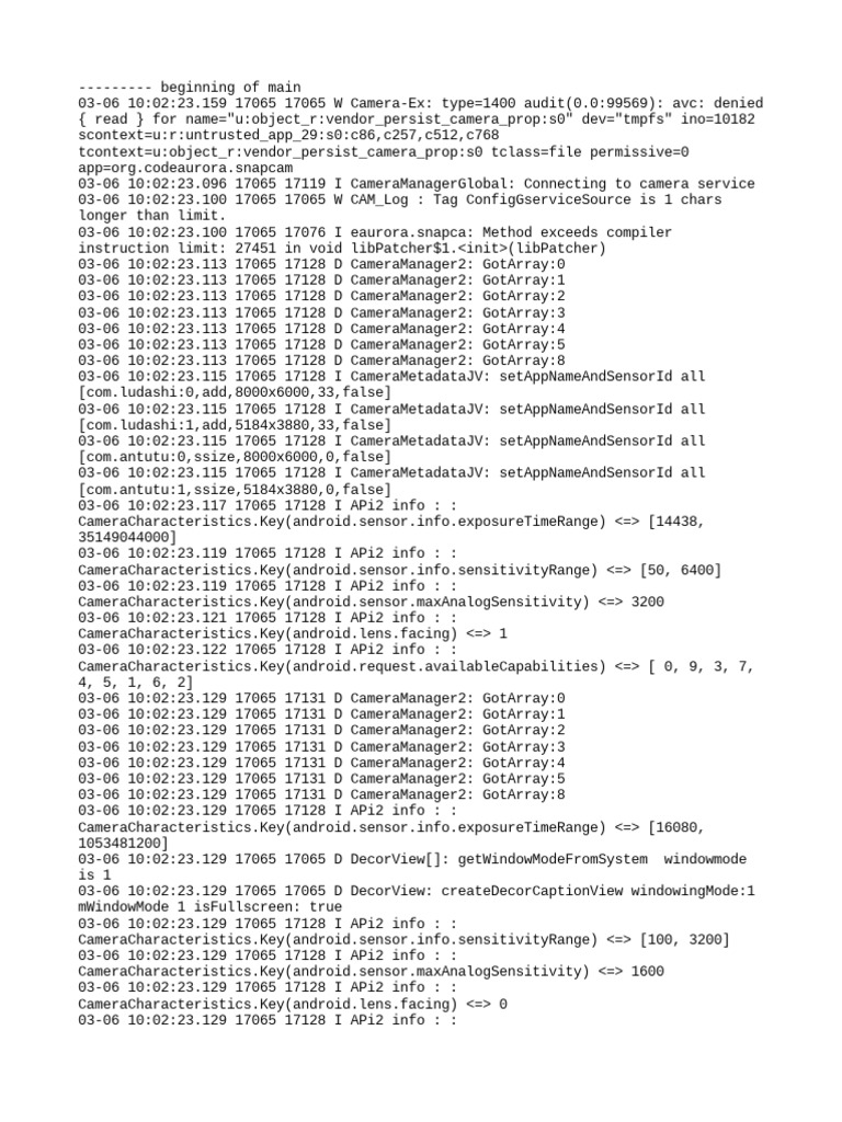 Camera Debug Log Analysis | PDF | Operating System Families | Software Development