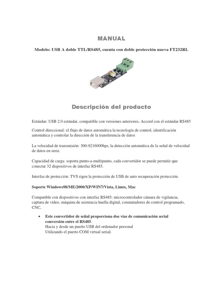Manual1 FT232RL TTLRS485 | PDF