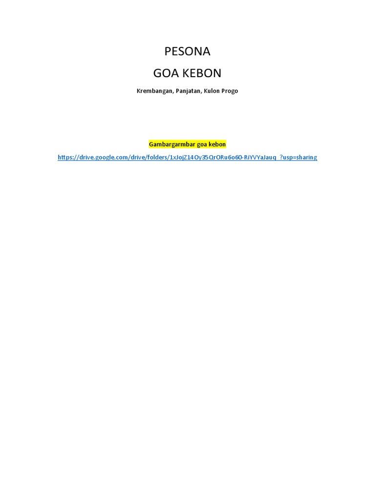 Pesona Goa Kebon di Kulon Progo | PDF