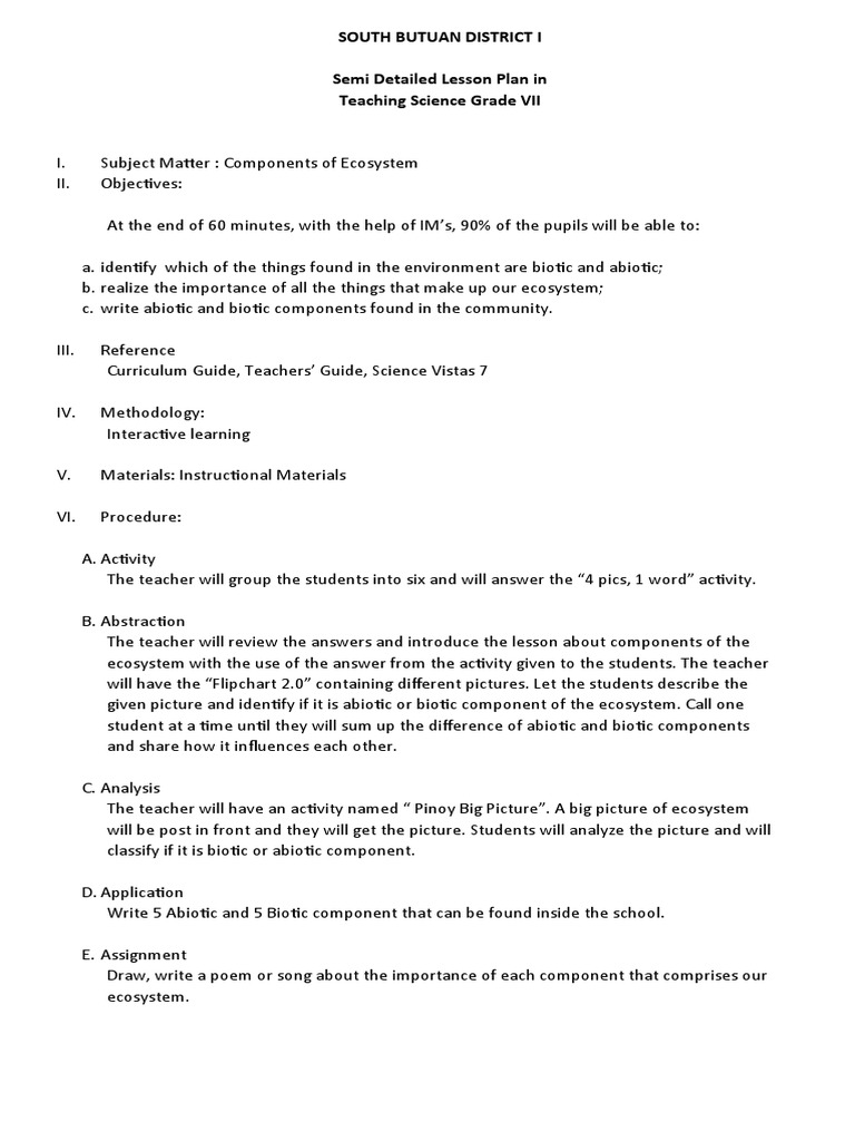 Semi Detailed Lesson Plan in | PDF