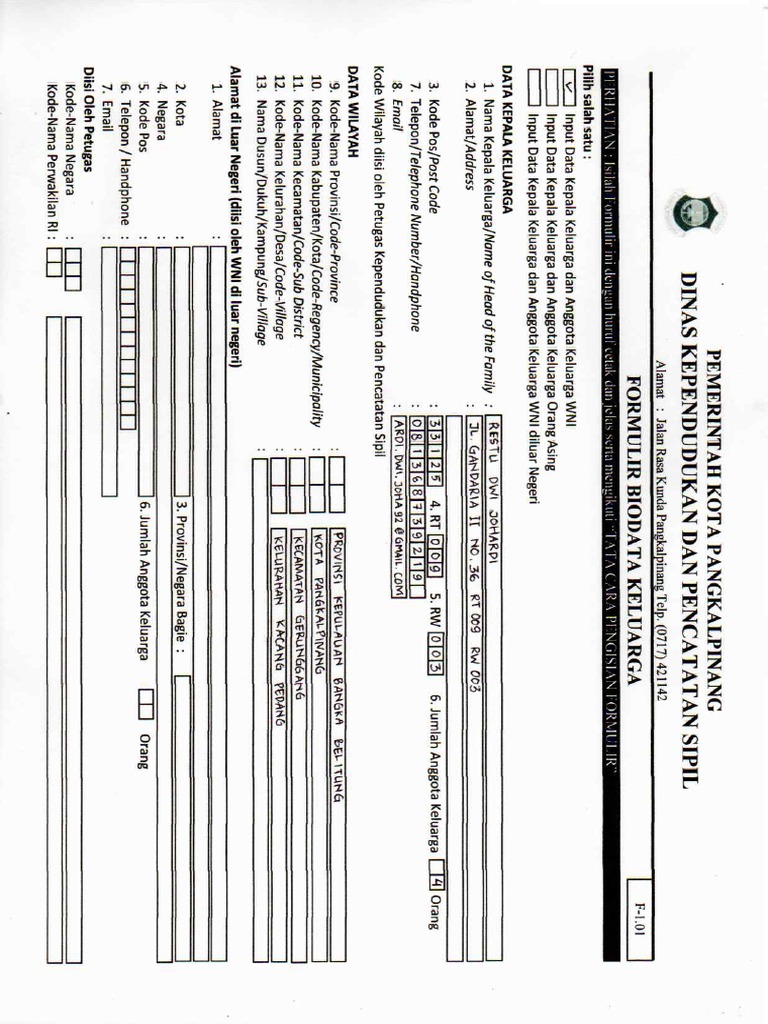 Formulir Biodata Keluarga | PDF