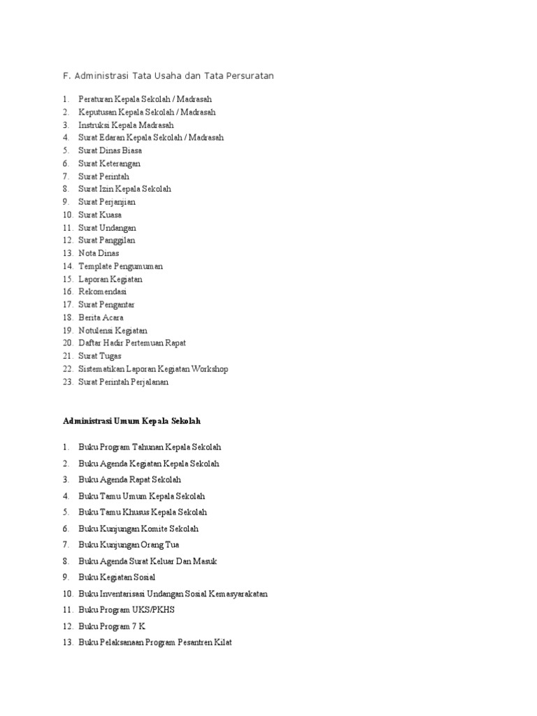 Administrasi Sekolah Lengkap | PDF