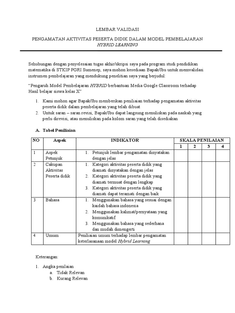 Lembar Validasi | PDF