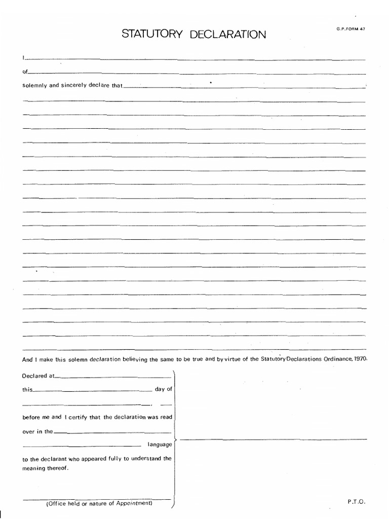 Statutory Declaration Form | PDF