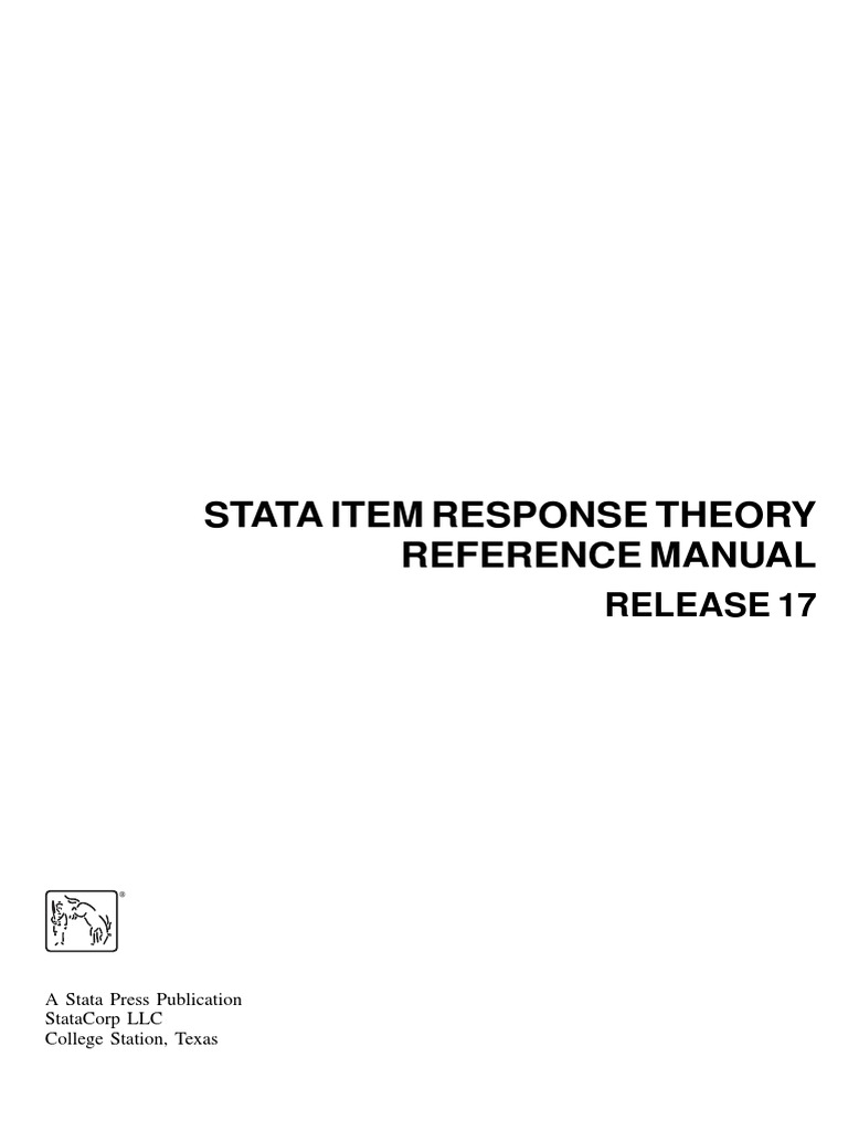 Stata Item Response Theory Reference Manual: Release 17 | PDF | Statistics