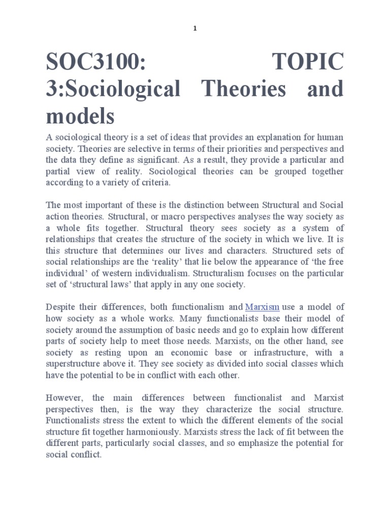 Sociological Theories and Models | PDF | Sociology | Marxism