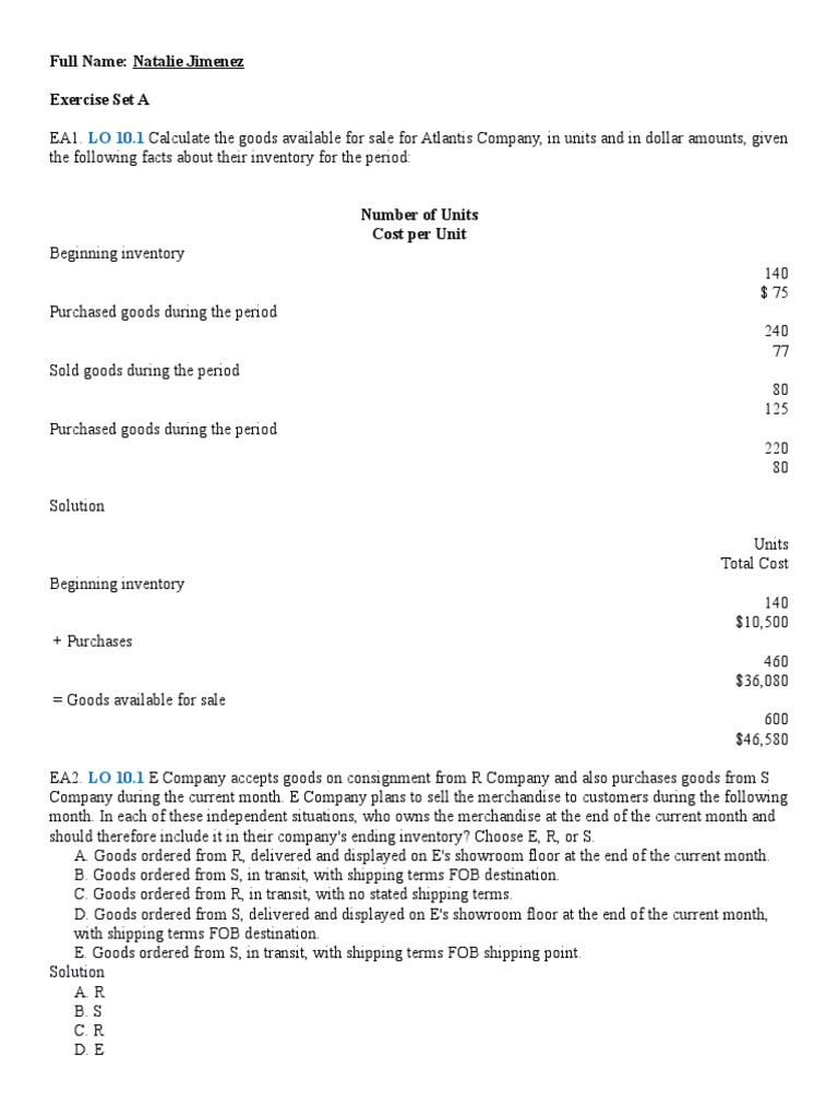 Chapter 10-Exercise Set | PDF