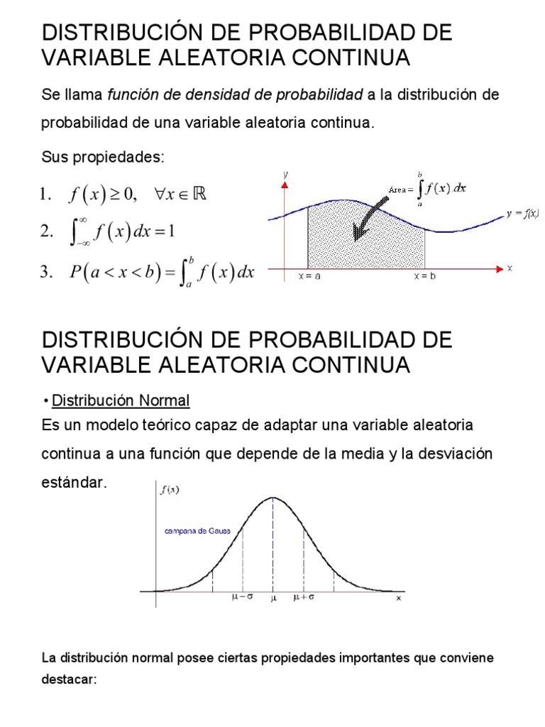 Distribución de Probabilidad de Variable Aleatoria Continua | PDF | Media | Distribución normal
