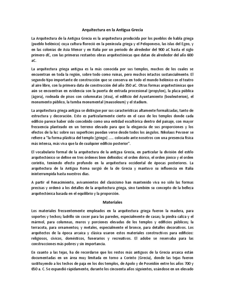 Arquitectura en La Antigua Grecia | Descargar gratis PDF | cerámica | imperio Romano