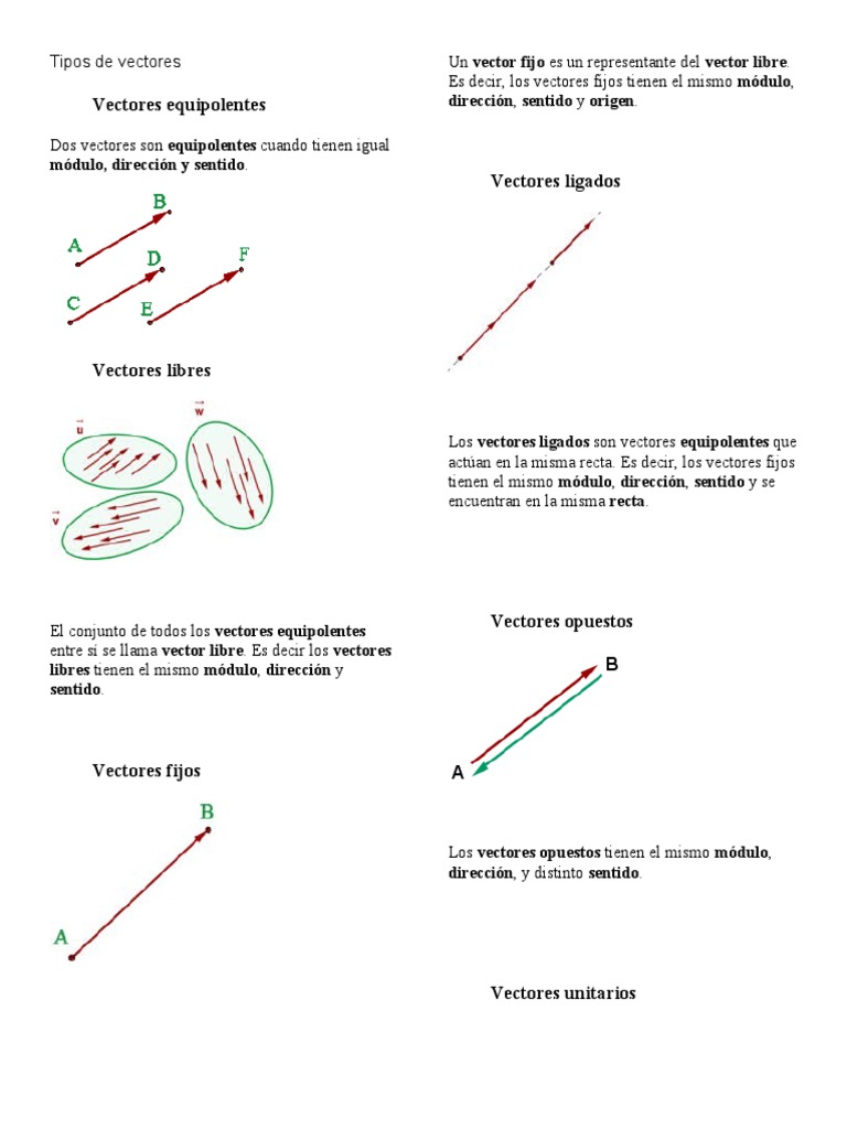 Tipos de Vectores | PDF | Vector Euclidiano | Ortogonalidad