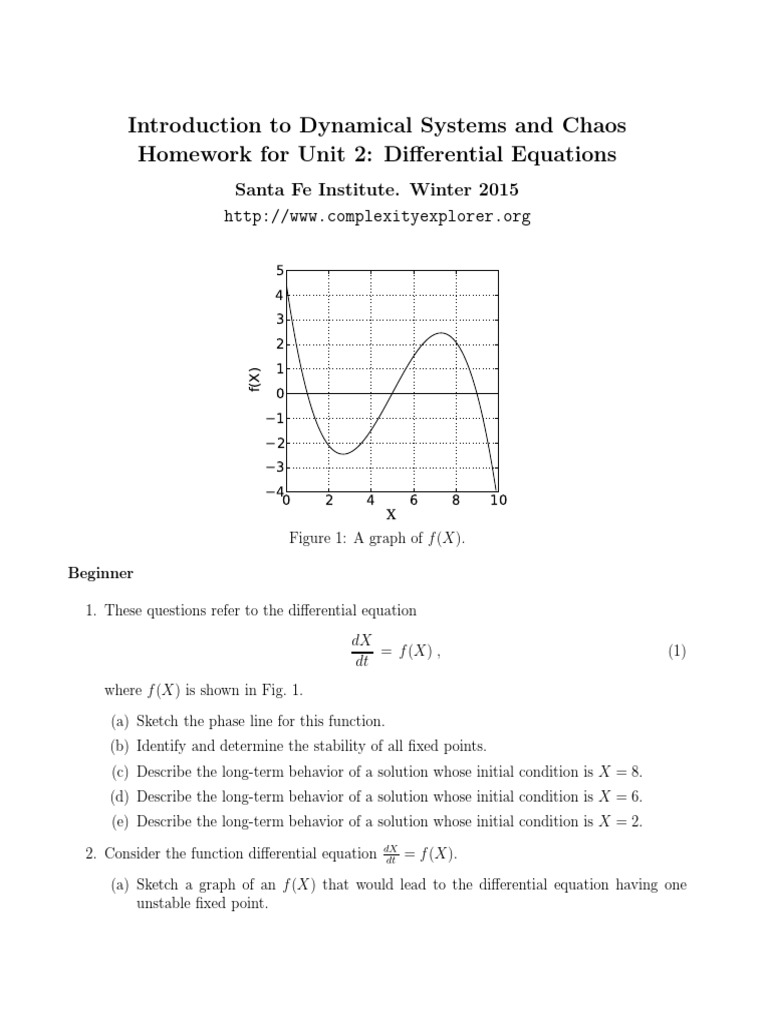 Introduction To Dynamical Systems and Chaos Homework For Unit 2: Differential Equations | PDF ...