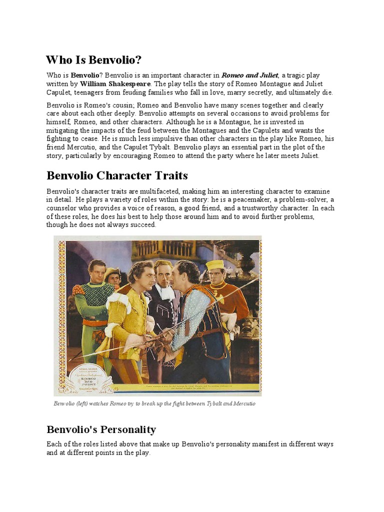 Who Is Benvolio | PDF | Characters In Romeo And Juliet | Romeo And Juliet