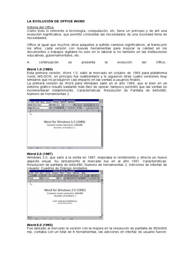 La Evolución de Office Word | PDF | Microsoft Office 2010 | Microsoft
