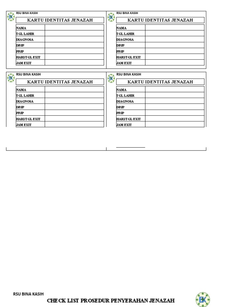 Kartu Identitas Jenazah | PDF