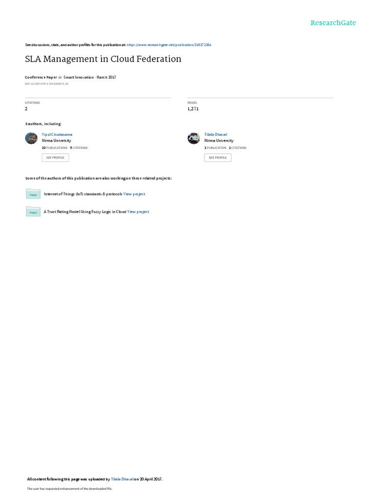 SLA Management in Cloud Federation | PDF | Service Level Agreement ...