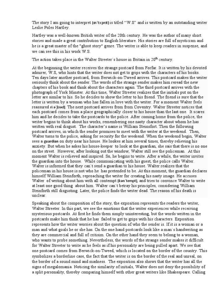 The Story I Am Going To Interpret Is Titled | PDF | Mental Disorder ...
