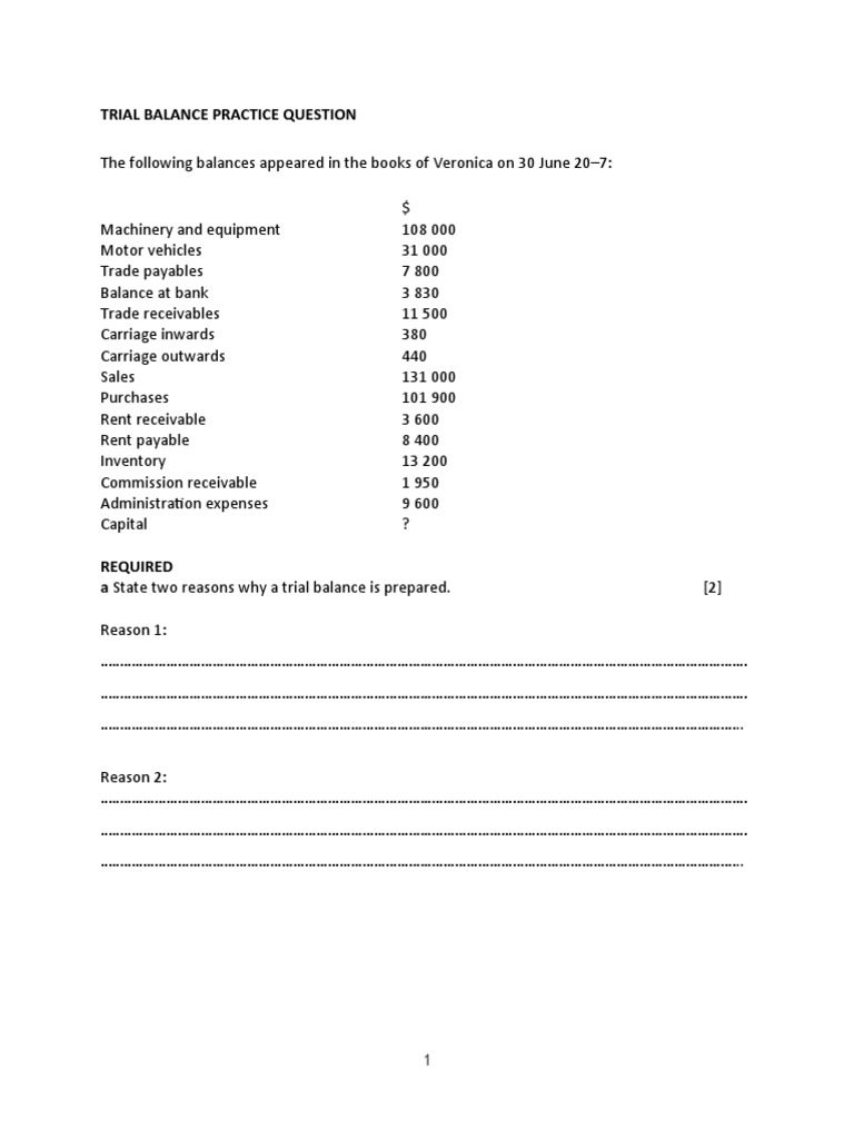 IGCSE Accounting Trial Balance | PDF