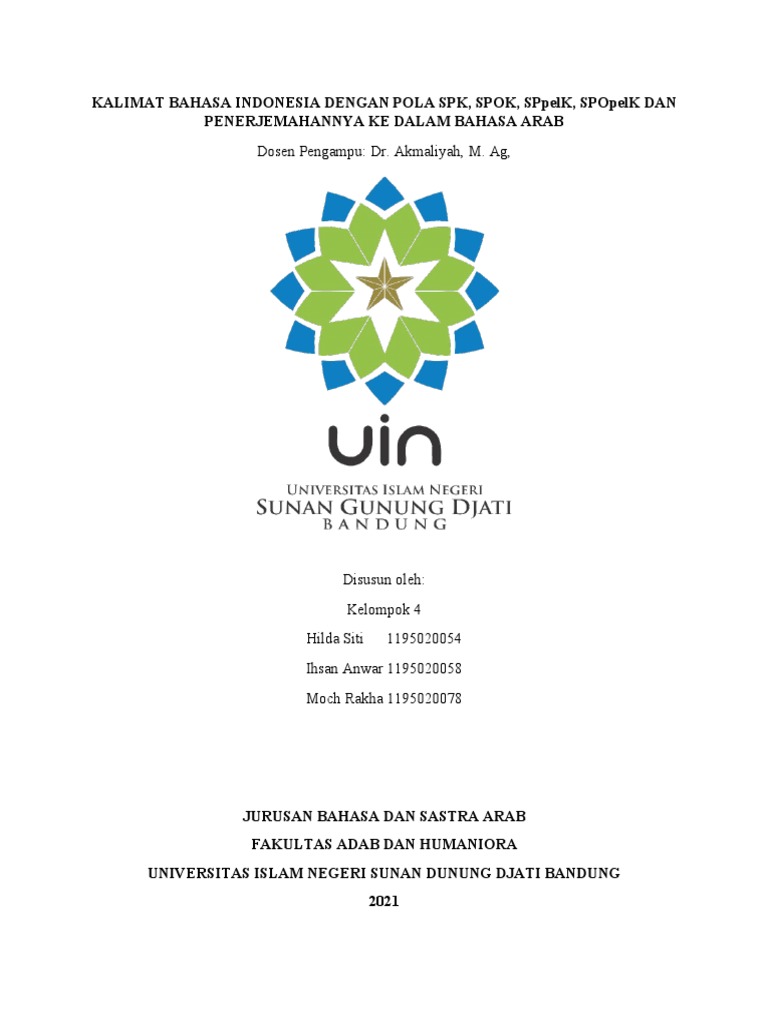 Contoh Kalimat Pola SPK dan Penerjemahan | PDF | Seni & Disiplin Bahasa ...