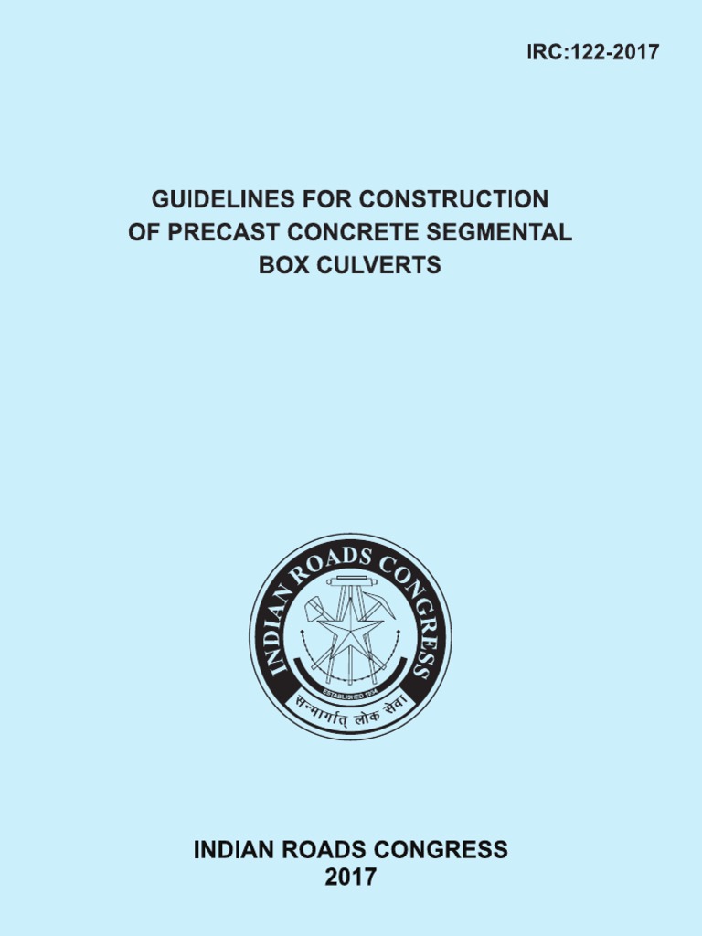 IRC 122 2017 Precast Box Culverts | PDF | Concrete | Precast Concrete