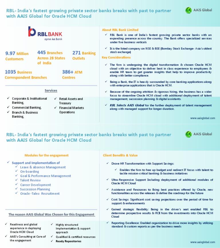 RBL Case Study - Oracle | PDF | Human Resource Management | Banks